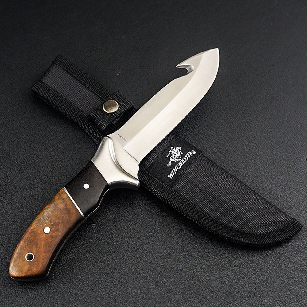 Fixed Blade Hunting Knife, 3.7-Inch Fixed Hook Blade with Notch, Full ...