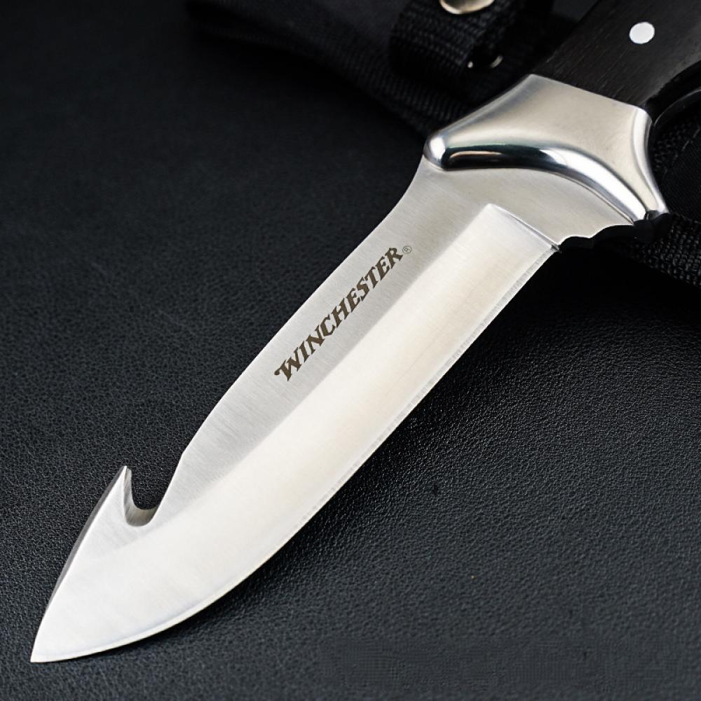 Fixed Blade Hunting Knife, 3.7-Inch Fixed Hook Blade with Notch, Full ...