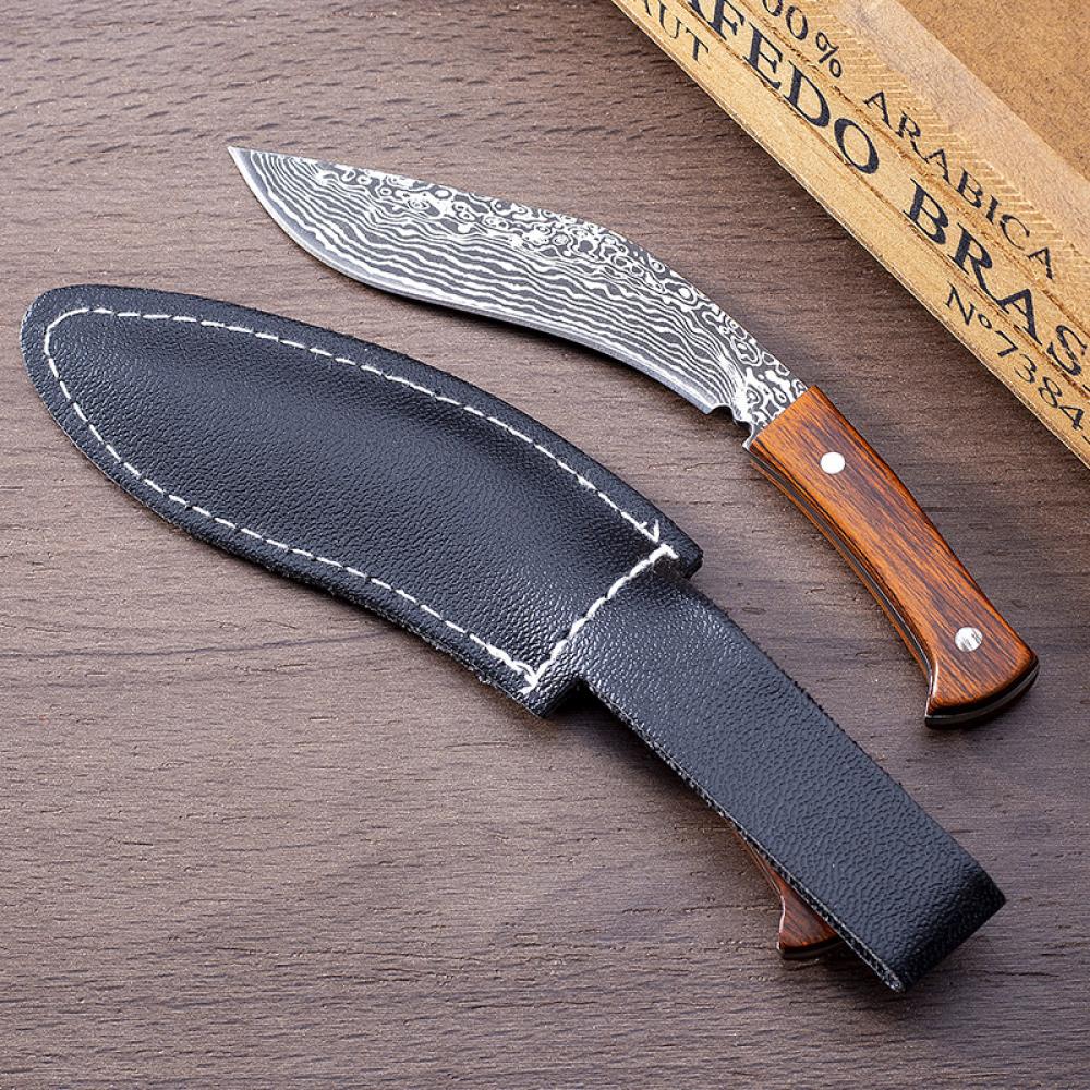 2.9" Blade Mini Hunting Knife with Leather Sheath- Full Tang Handle ...