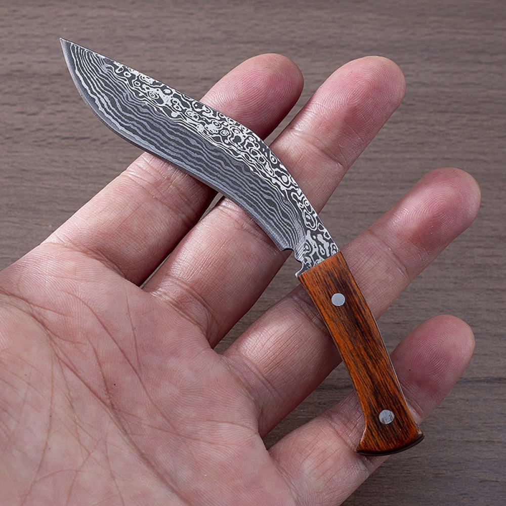 2.9" Blade Mini Hunting Knife with Leather Sheath- Full Tang Handle ...