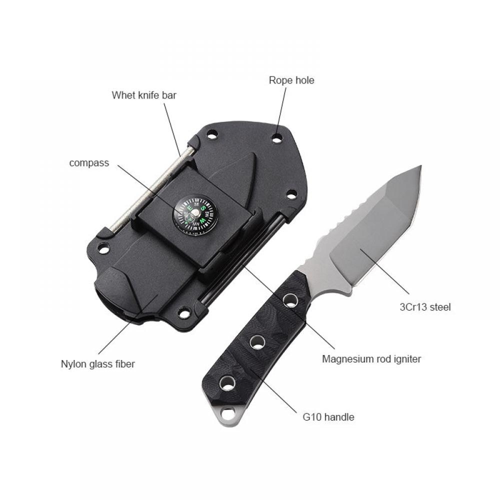 Full Tang Knife for Bushcraft Fishing Camping, 3CR13 Stainless Steel ...